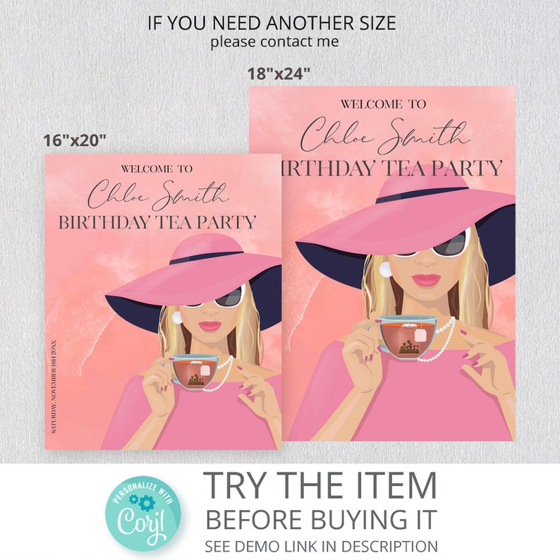 Editable Printable Tea Party Sign | Afternoon Tea Welcome Sign | Bridal ...