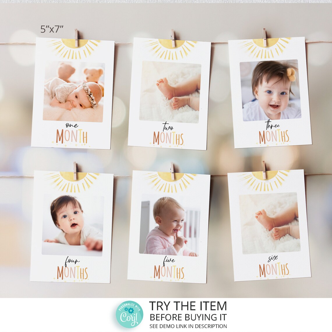 Editable Our Little Sunshine Birthday Banner Monthly Photo - Etsy