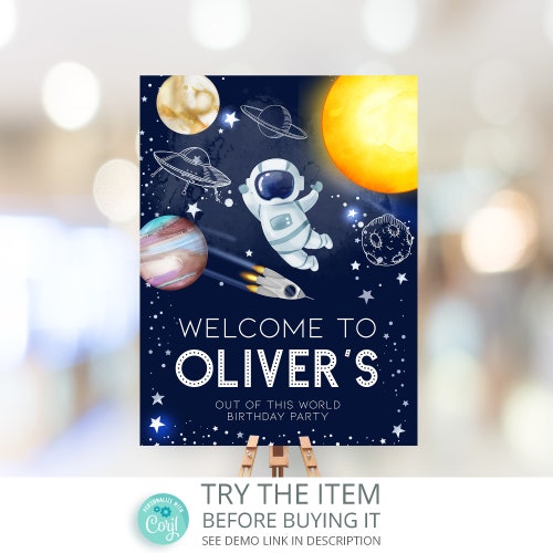 Editable Outer Space Birthday Welcome Sign Silver Collection - Etsy