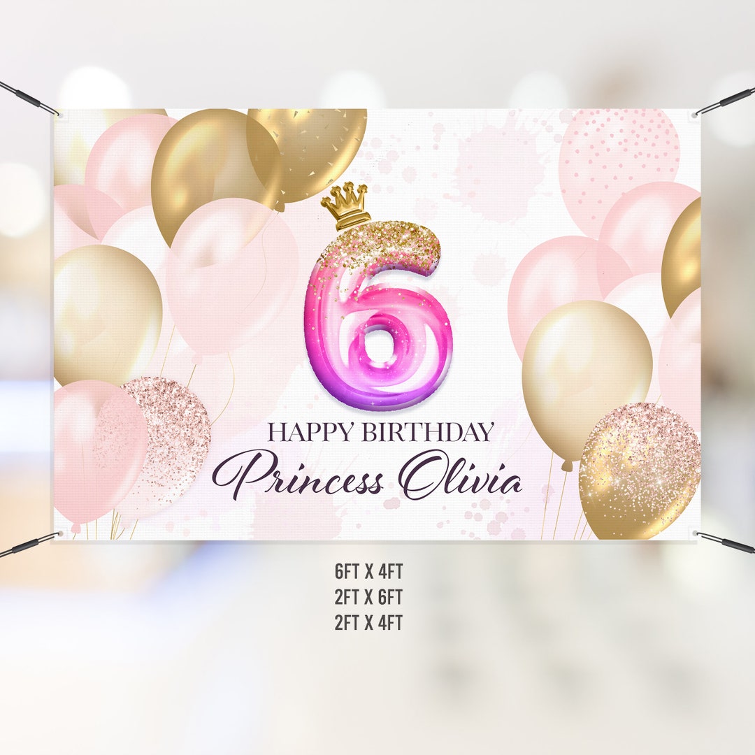 Editable Princess Birthday Party Backdrop Banner Personalized Little ...