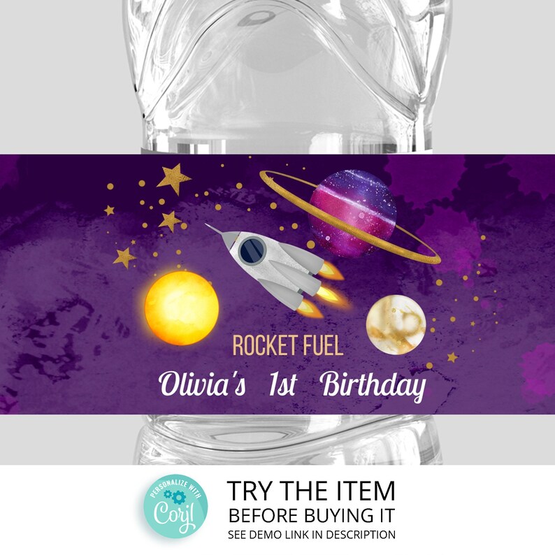Editable Outer Space Water Bottle Labels Galaxy Party - Etsy