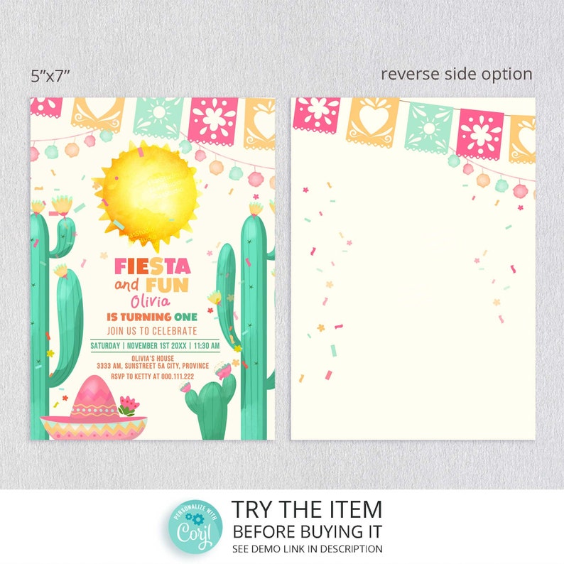Editable First Fiesta Birthday Invitation Template Fiesta Girl - Etsy