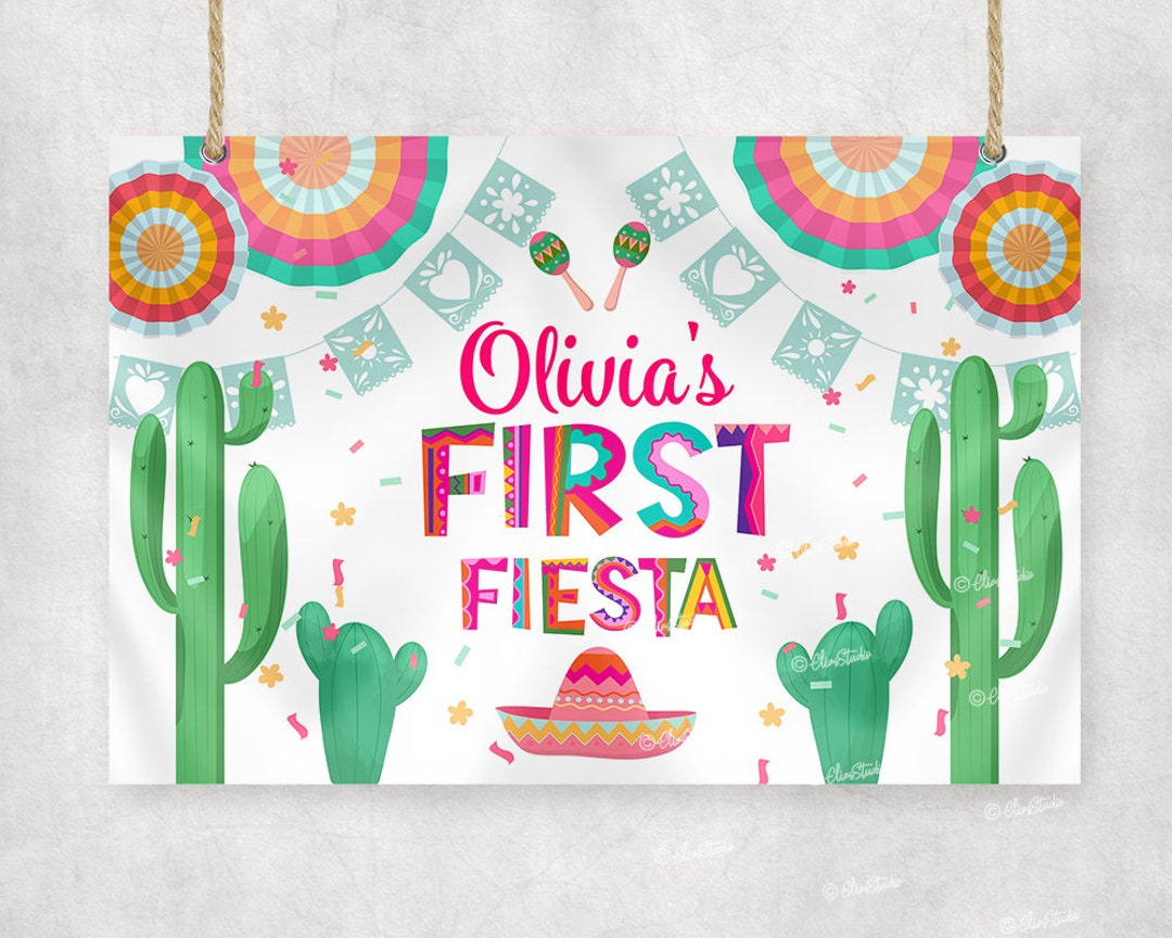 First Fiesta Birthday Party, Backdrop Banner, 1st Birthday Girl ...