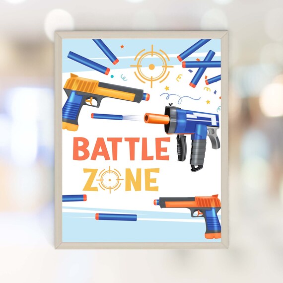 Foam Dart Blaster Party Battle Zone Sign Dart Zone Birthday | Etsy