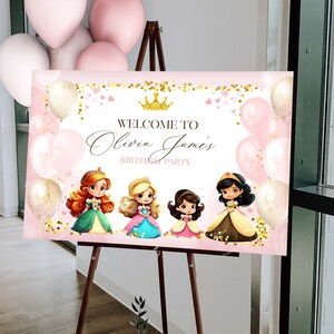 Editable Little Princess Birthday Welcome Sign Princesses Party Welcome ...