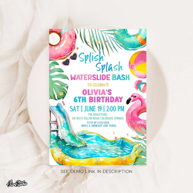 Editable All Ages Splish Splash Birthday Invitation - Etsy