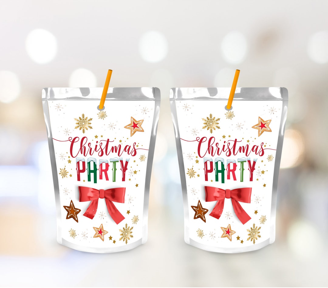 Christmas Juice Box Label • Kids Christmas Party Juice Pouch Label ...