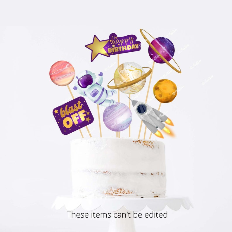 Space Birthday Cake Topper Printable Cake Topper Birthday - Etsy