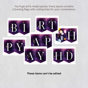 Purple Pink Outer Space Happy Birthday Banner, Galaxy Birthday Party ...