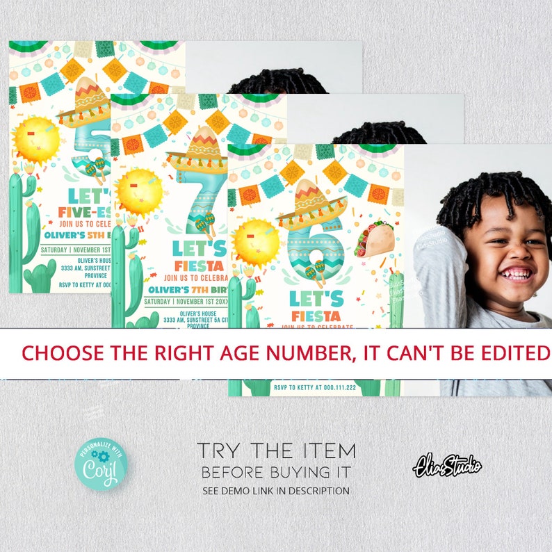 Editable Fiesta Birthday Invitation Template With Photo Taco - Etsy