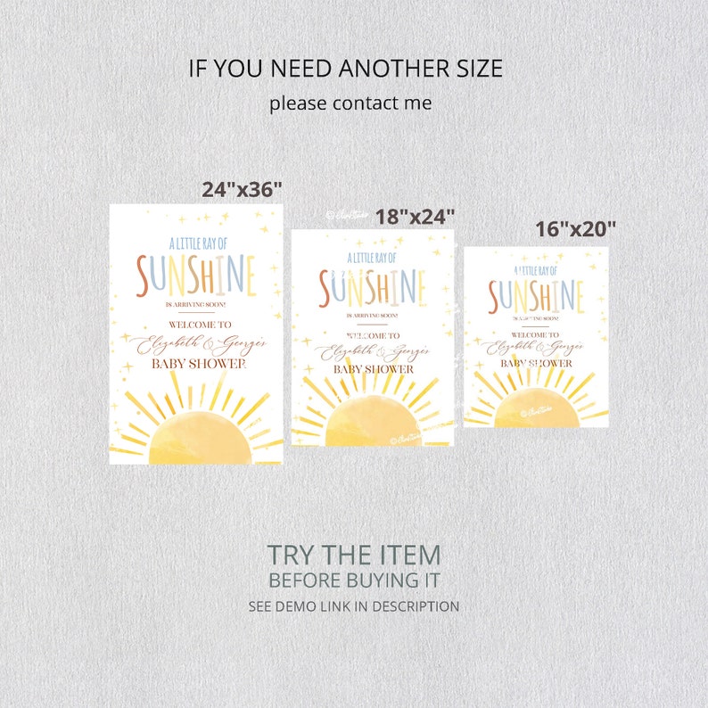 Editable Our Little Sunshine Welcome Baby Shower Sign Baby - Etsy