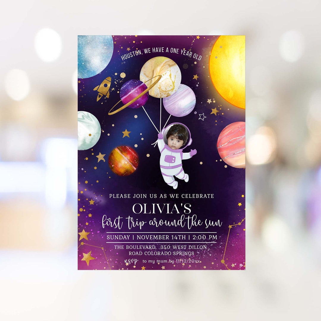Editable Space Birthday Invitation Personalized With Your Photo DIGITAL ...