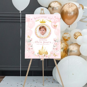 Little Princess Birthday Party Welcome Sign With Photo Editable ...