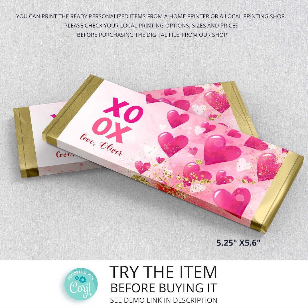 Editable Valentine Day Chocolate Bar Wrapper Candy Bar Wrappers Little ...