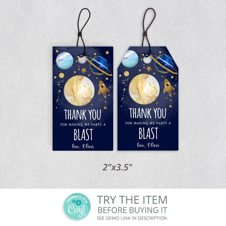 Editable Outer Space Favor Tags. Space Birthday Thank You - Etsy
