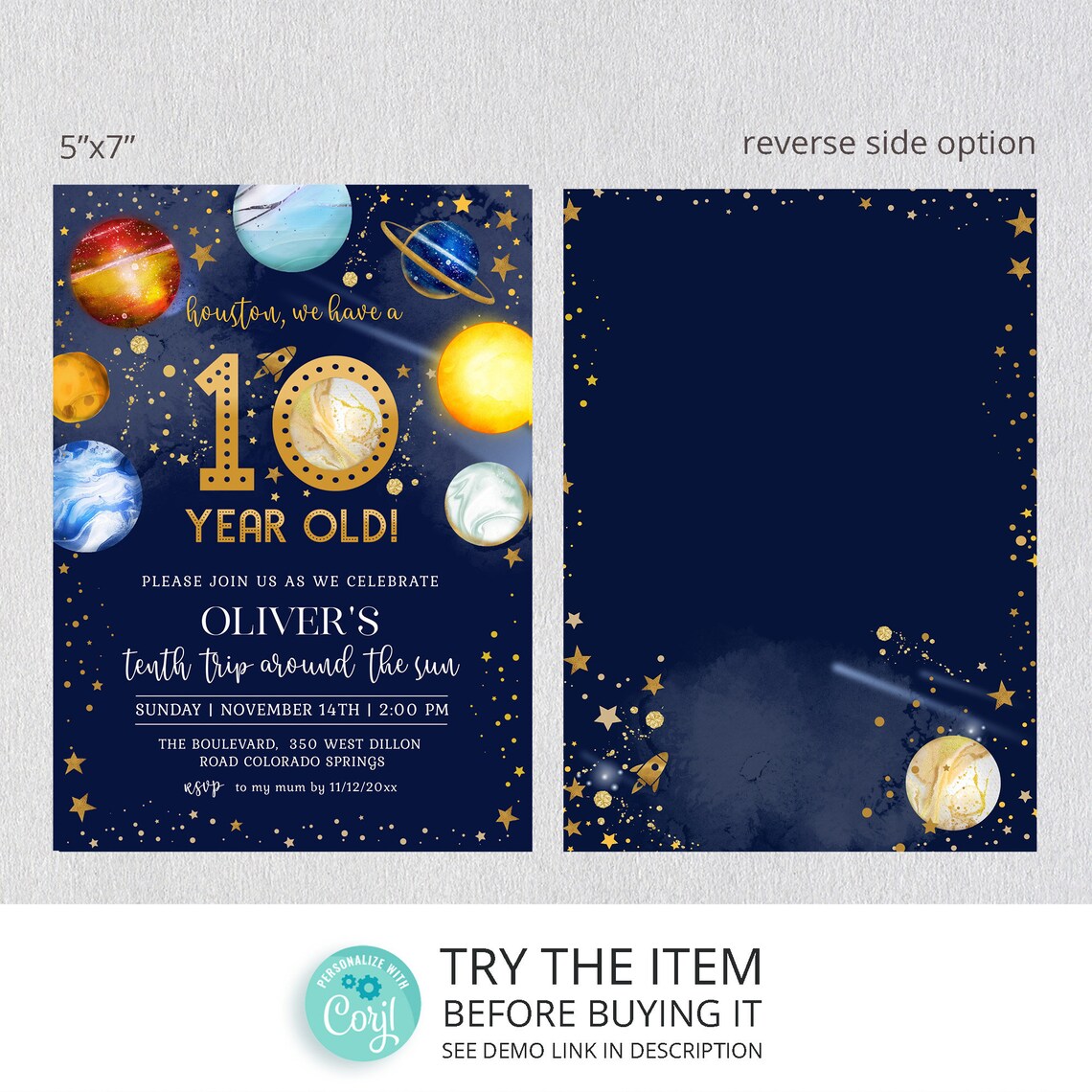 Editable Space Birthday Party Invitation TENTH Trip Around the - Etsy
