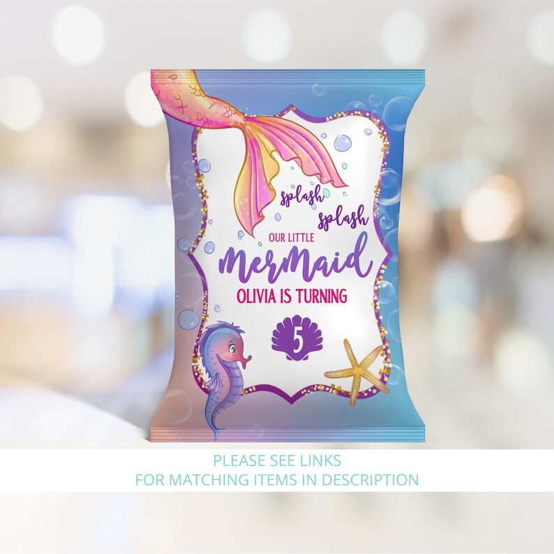 Editable Mermaid Water Bottle Labels Mermaid Tail Birthday - Etsy
