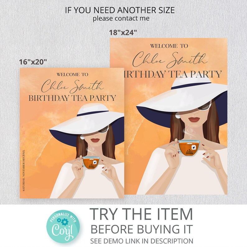 Editable Printable Tea Party Sign Afternoon Tea Welcome Sign - Etsy