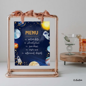 Editable Outer Space Menu Sign, First Trip Birthday Sign Template ...