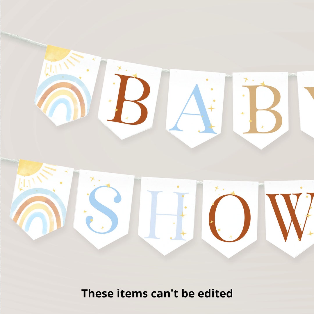 Boho Pastel Rainbow Baby Shower Bunting Banner Neutral Baby Shower ...