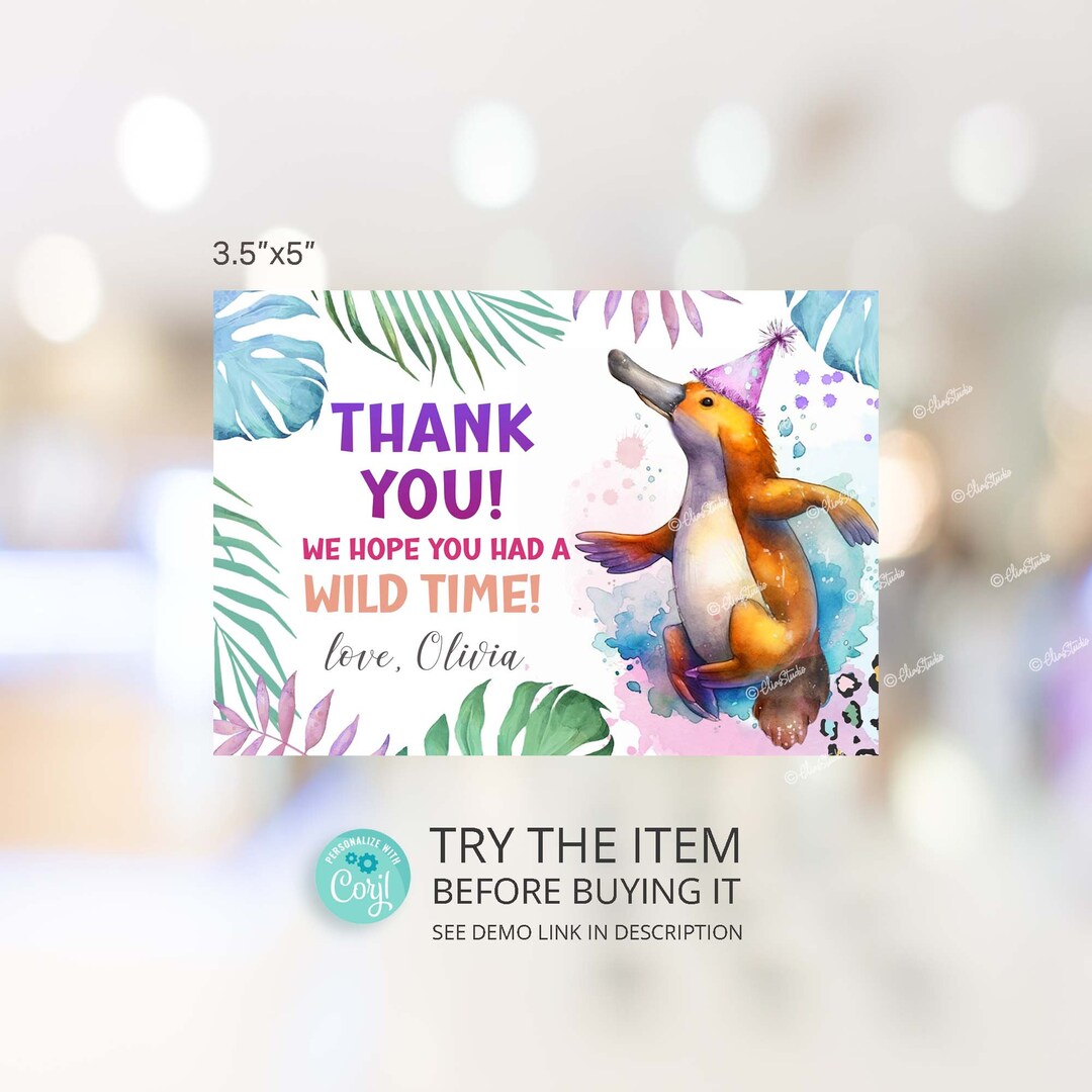 Party Animals Birthday Thank You Cards Wild One Thank You Card Safari ...
