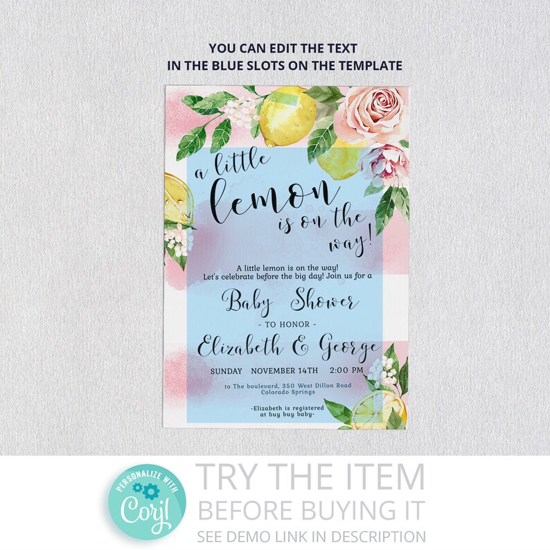 Girl Baby Lemon Shower Invitation Pink Lemon Theme Baby - Etsy
