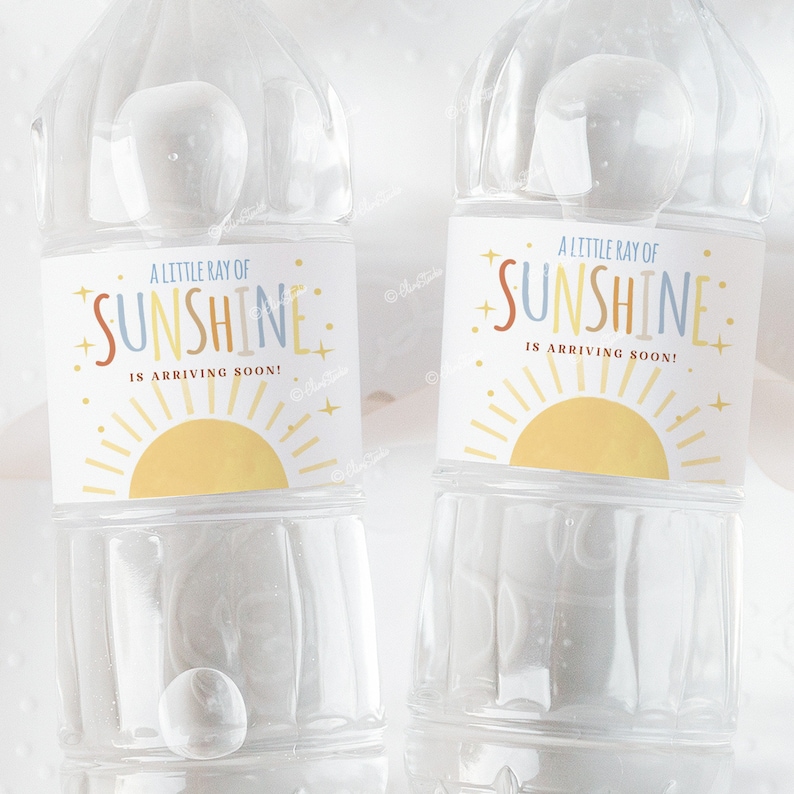 Editable Sunshine Baby Shower Water Bottle Labels Neutral Baby - Etsy