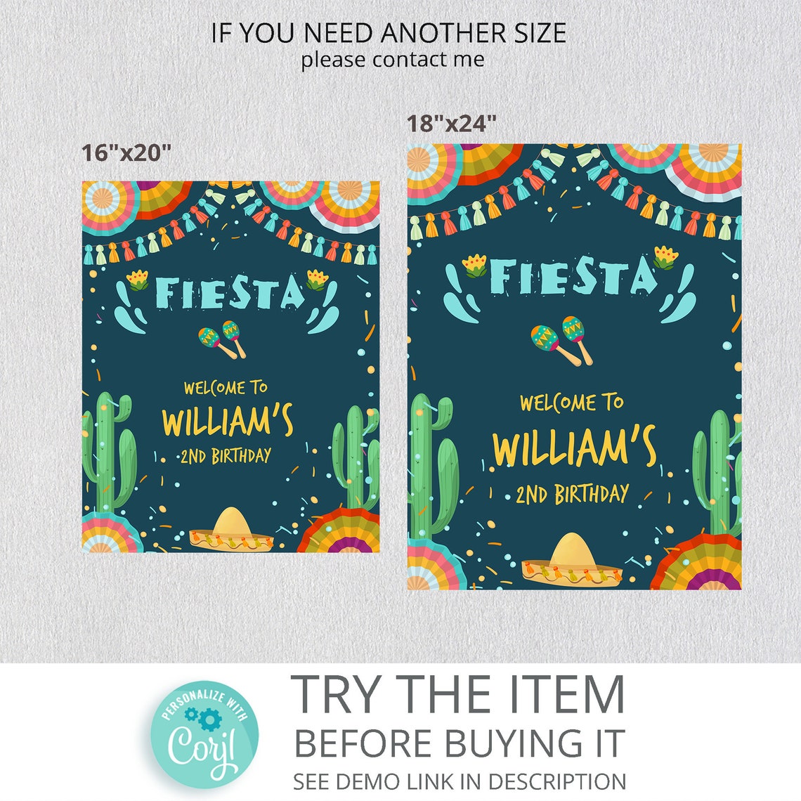 Editable Welcome Sign Fiesta Birthday Fiesta Decorations - Etsy