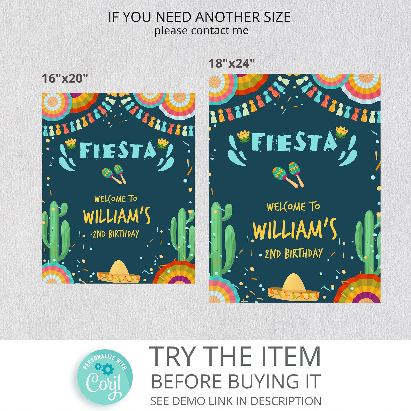 Editable Welcome Sign Fiesta Birthday Fiesta Decorations - Etsy