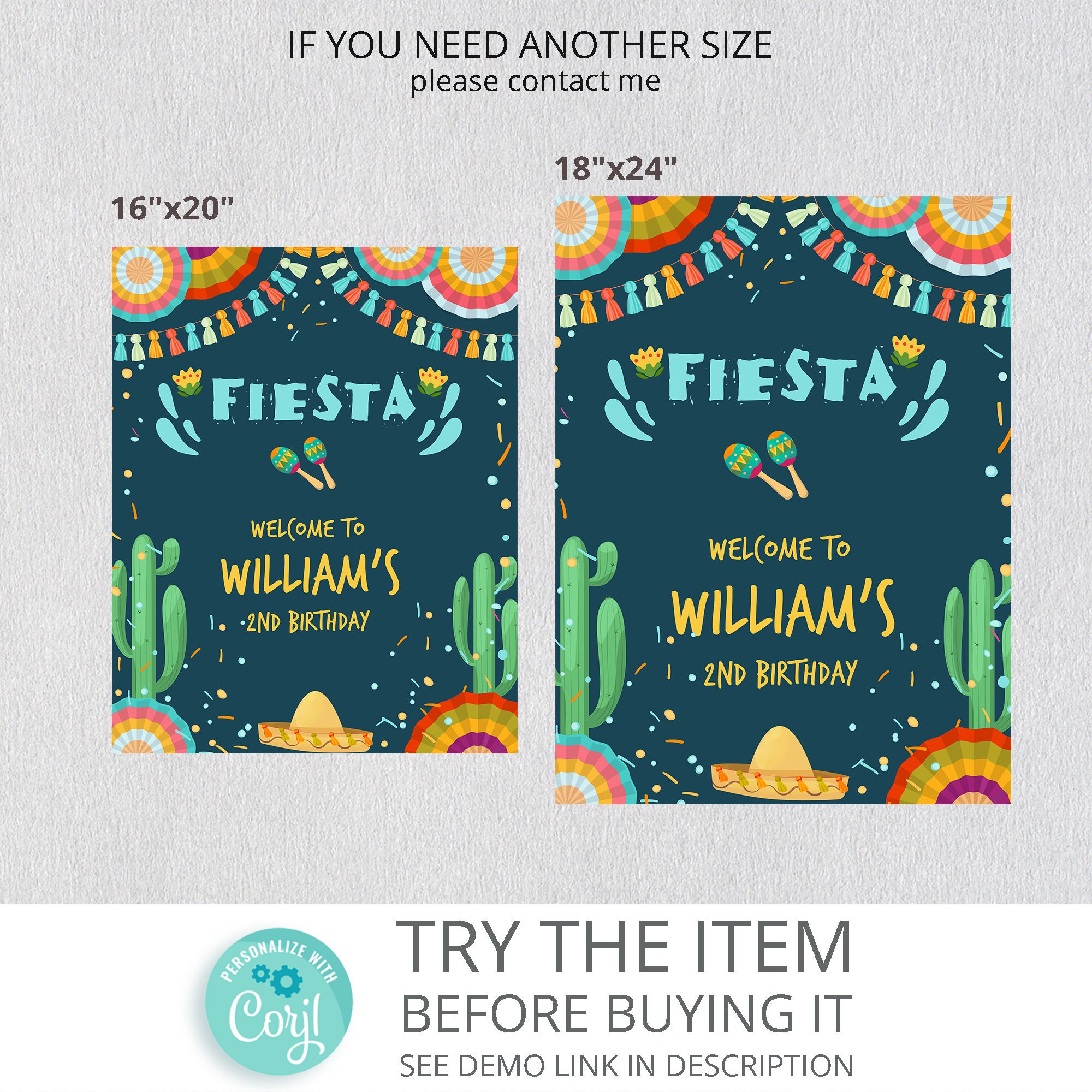 Editable Welcome Sign Fiesta Birthday Fiesta Decorations - Etsy