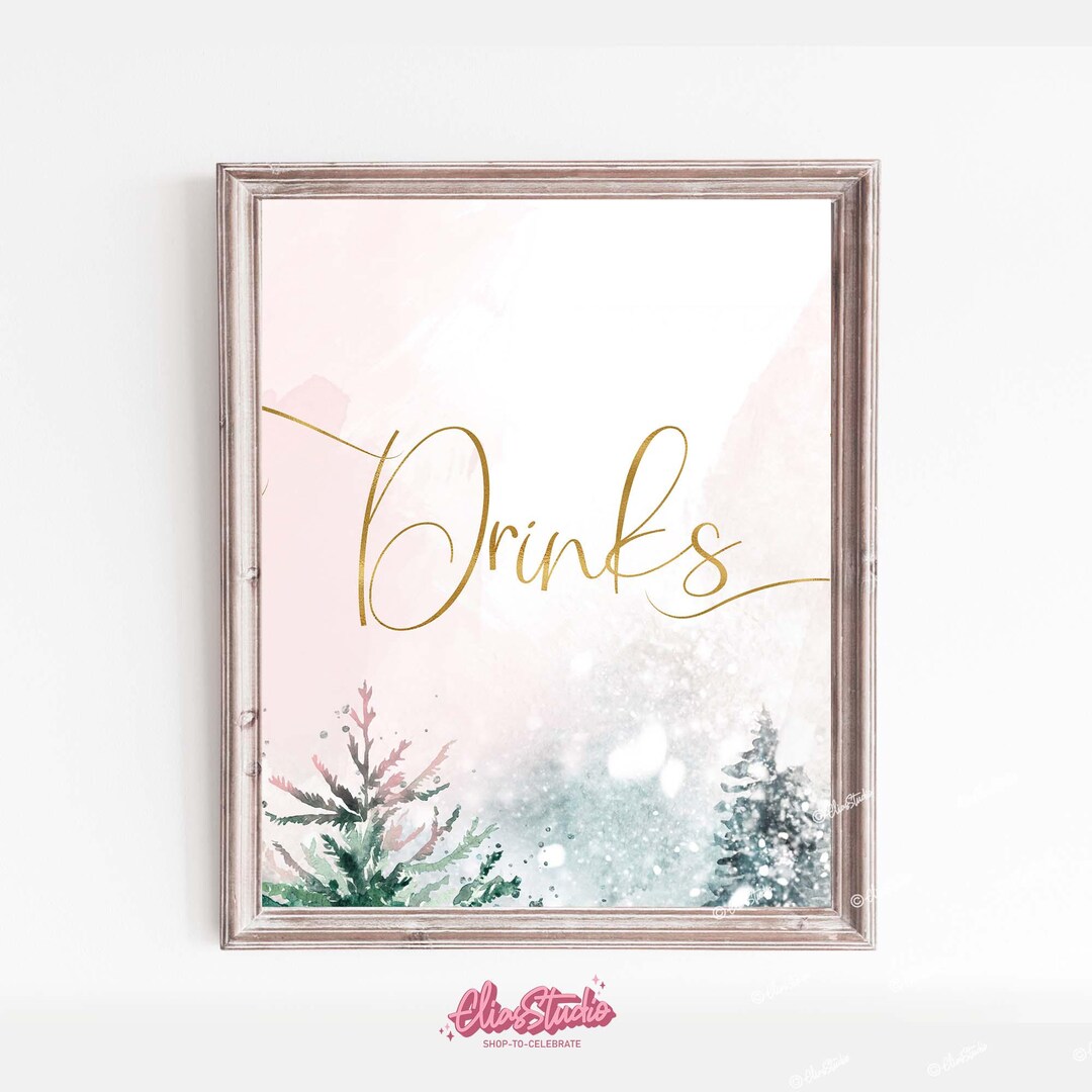 Drink Bar Sign Printable, Drinks Sign Bar, Baby Its Cold Outside Baby ...