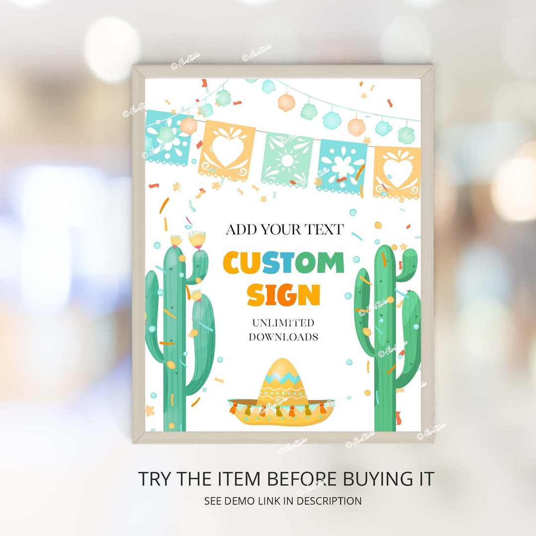 Editable Fiesta Birthday Custom Sign, Mexican Fiesta Decor, Mexican ...