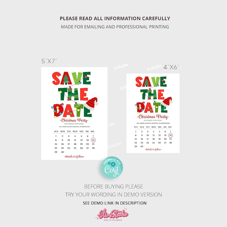Holiday Edition Christmas Save the Date Digital Template Christmas ...