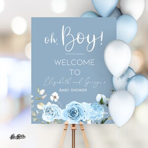 Baby Shower Blue, Welcome Sign, Flower Baby Shower, Baby Shower Boy ...