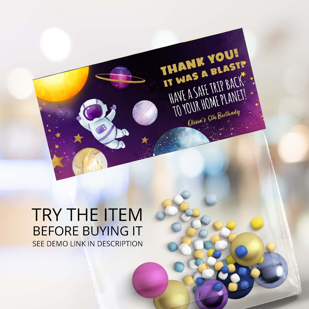 Space Birthday Decor Editable Treat Bag Toppers Template Treat Bag ...
