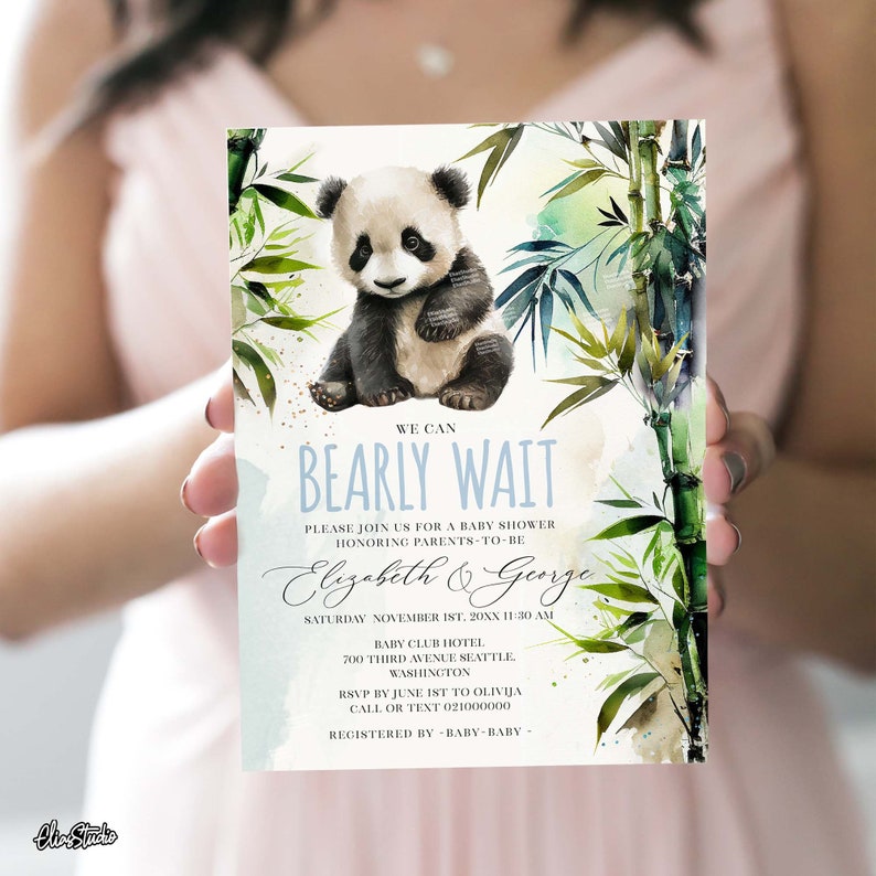 Panda Baby Shower Invitation Set We Can Bearly Wait Panda - Etsy