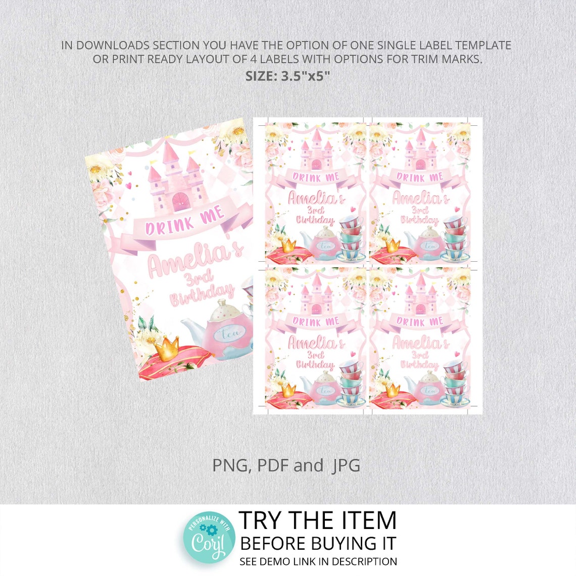 Editable Princess Tea Party Birthday Juice Box Label little - Etsy