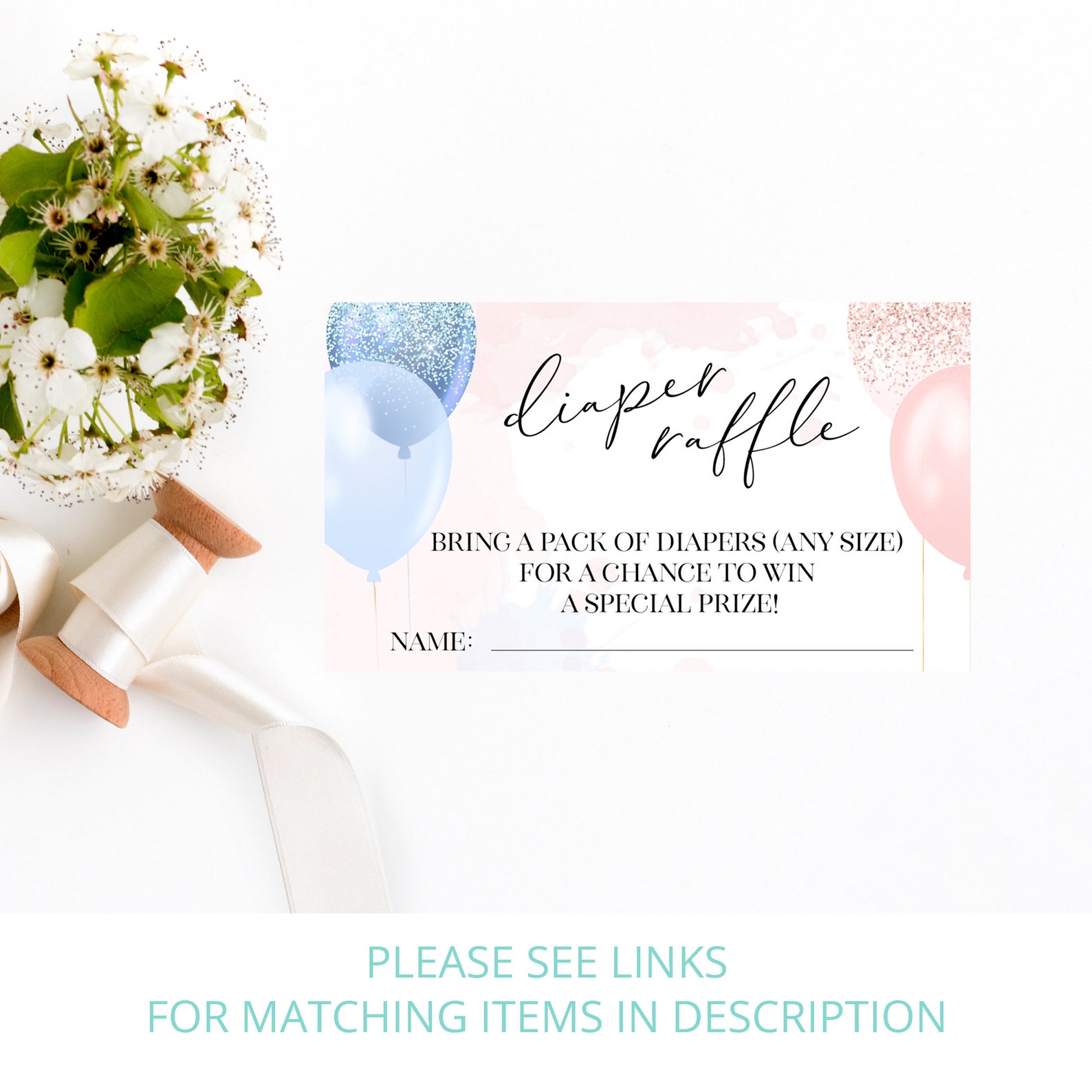 Gender Reveal Thank You Card Template With Balloons Rose Gold - Etsy