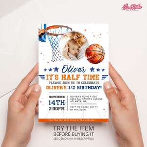 Half Birthday Boy Basketball Invitation, It's Halftime Half Birthday ...