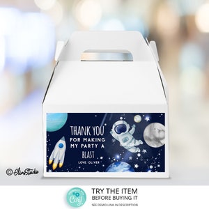 Outer Space Birthday Decorations First Birthday Favor Box Template ...