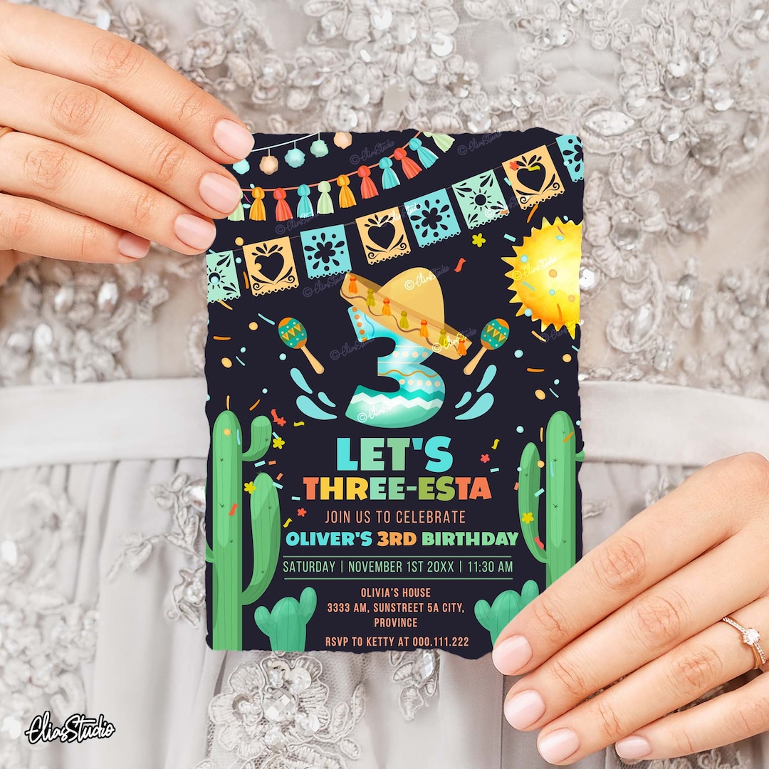 Fiesta Birthday Invitation, Three Esta Birthday Party, 3rd Birthday ...