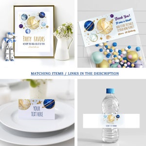 Editable Outer Space Birthday Place Cards, First Trip Around the Sun ...