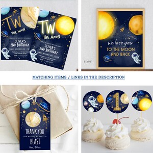 Editable Outer Space Favor Tags Silver Collection Space Birthday Thank ...