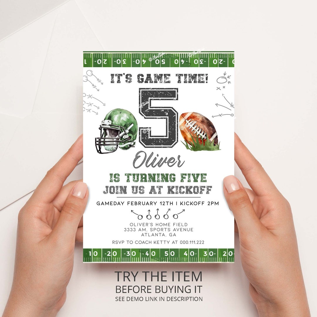 Editable All Ages Football Birthday Invitation, Game On, Football ...