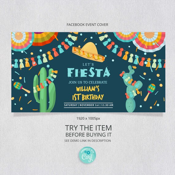 Facebook Cover Template Fiesta Birthday Let's Fiesta - Etsy