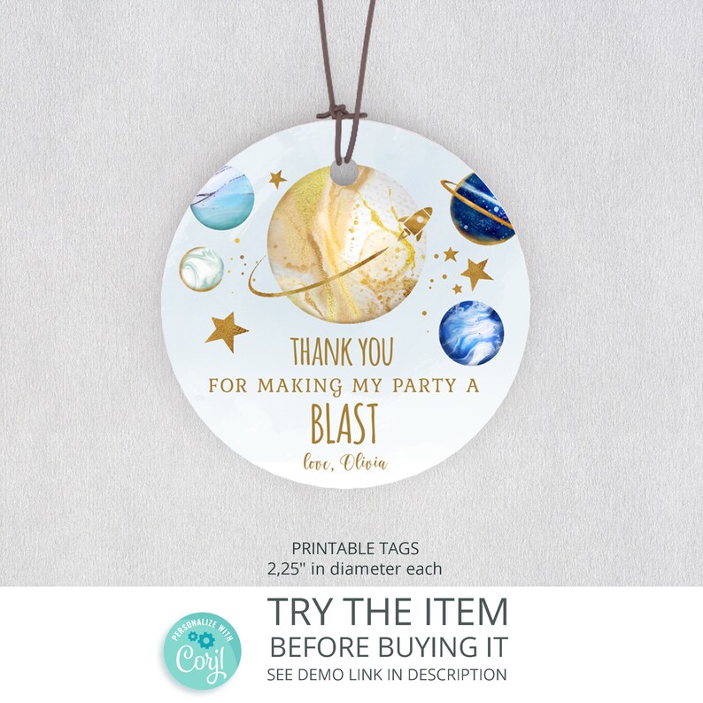 Editable Outer Space Favor Tags. Space Birthday Thank You | Etsy