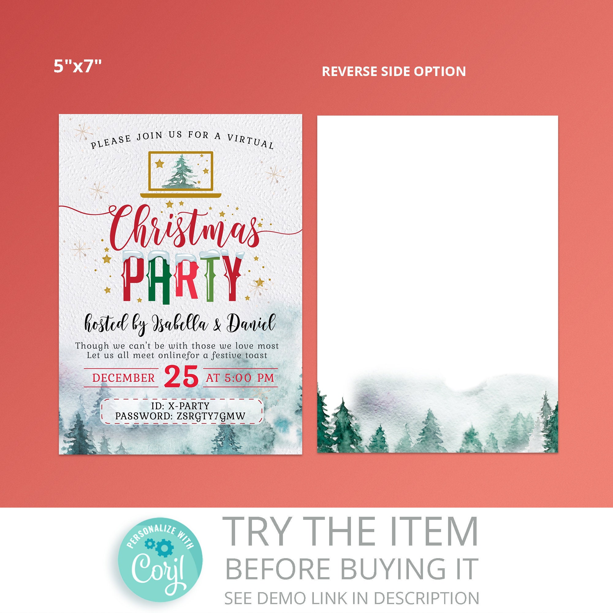 Editable Virtual Christmas Party Invitations Instant Download - Etsy