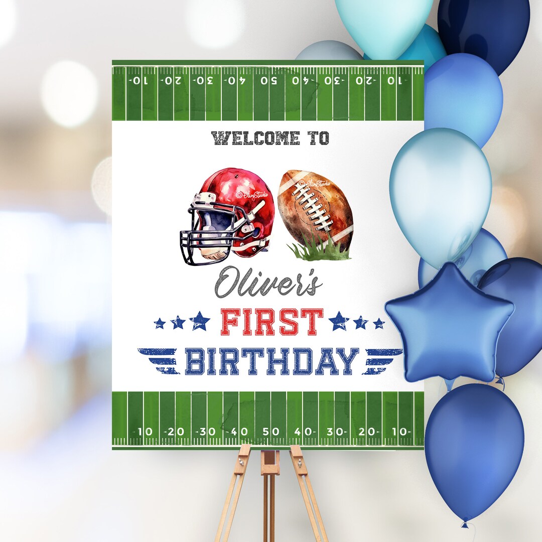 Editable Football Birthday Welcome Sign American Football Birthday ...