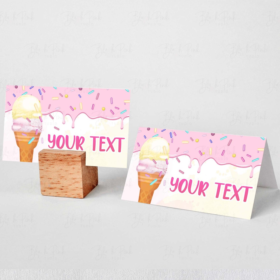 Editable Food Labels Ice Cream Bar | Ice Cream Party Place Card, Ice ...