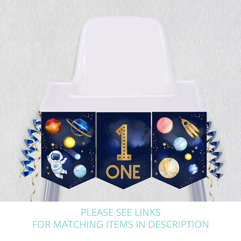 Outer Space Happy Birthday Banner Galaxy First Birthday Party - Etsy